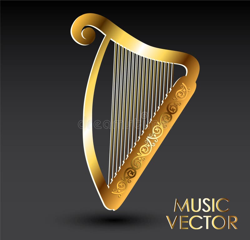 Golden Harp Music Object Vector Illustration Stock Vector ...