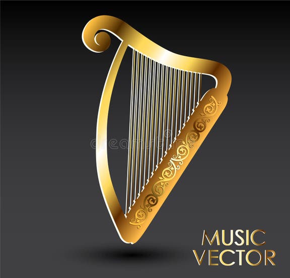 Golden Harp Music Object Vector Illustration Stock Vector ...