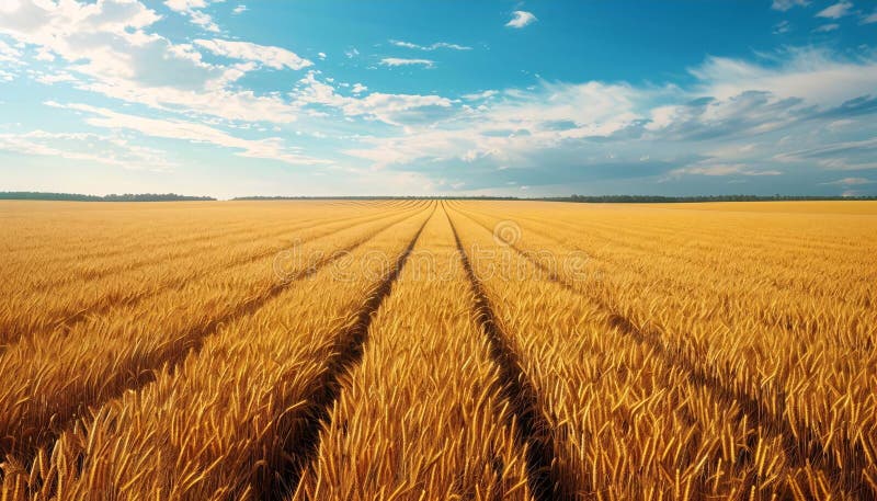Golden Harvest: Endless Fields of Barley Fields Stock Illustration ...