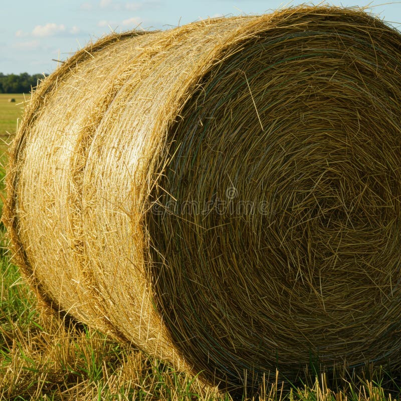 Golden Hay Bale in a Summer Field Stock Illustration - Illustration of ...