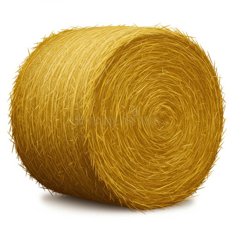 Golden Hay Bale on White Background Stock Illustration - Illustration ...
