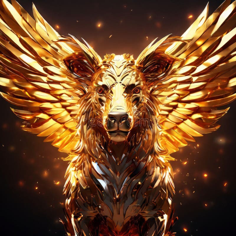 Golden head with a lion stock illustration. Illustration of fantasy ...