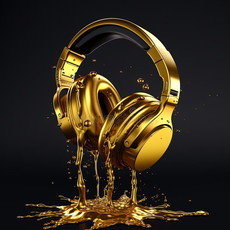 Golden Headphones Luxurious Audio Experience in Art Stock Illustration ...