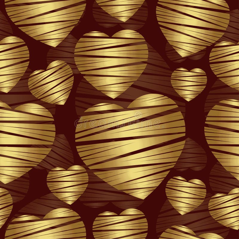 Golden Heart Seamless Pattern Valentine S Day 14 February Stock