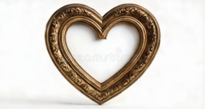 Golden Heart-shaped Frame, Perfect for a Special Message Stock ...