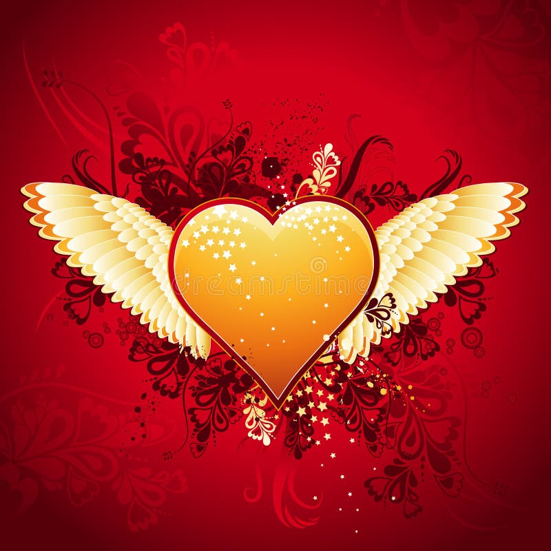 Golden heart, vector stock vector. Illustration of graphic - 3988509