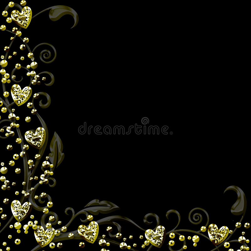 Golden heart border vector stock vector. Illustration of beauty - 12873026
