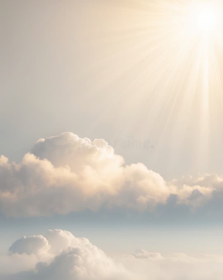 Golden Heaven Cloudscape Divine Light Rays Background. Stock Image ...