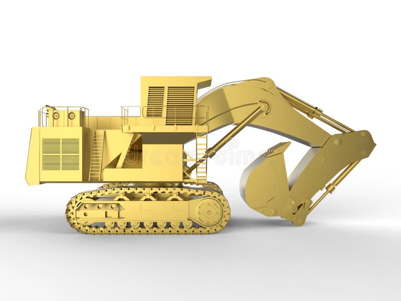 Golden Heavy Duty Bulldozer Stock Illustration - Illustration of ...