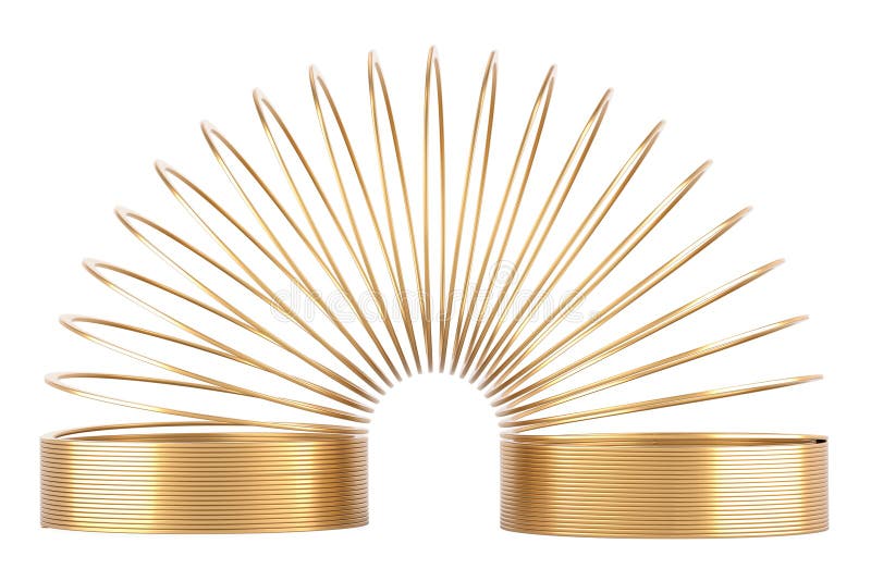 Golden Helical Spring Toy. 3D Rendering Editorial Photography ...