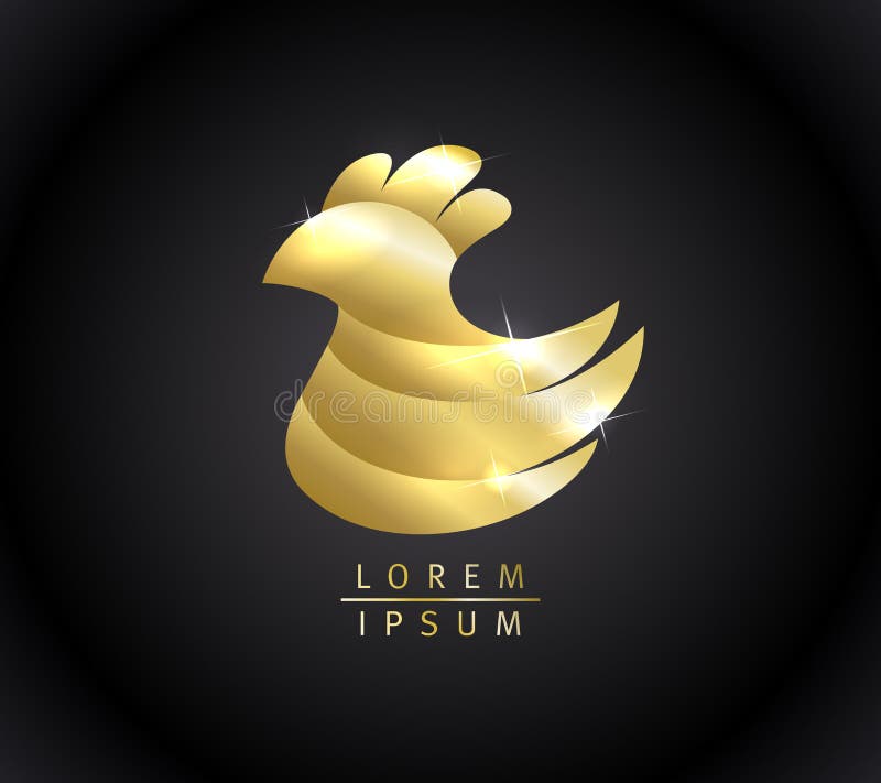 Golden hen logo design stock vector. Illustration of company - 133618481