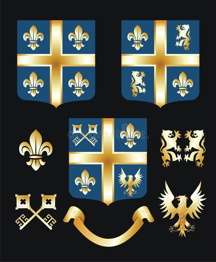 Heraldic elements set 1 stock vector. Illustration of design - 10708408