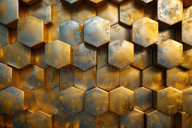 Golden Hexagon Geometry with Metallic Texture for Modern Interior ...