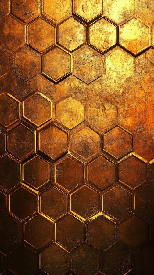 Golden Hexagon Pattern, a Metallic Abstract Background Stock Photo ...