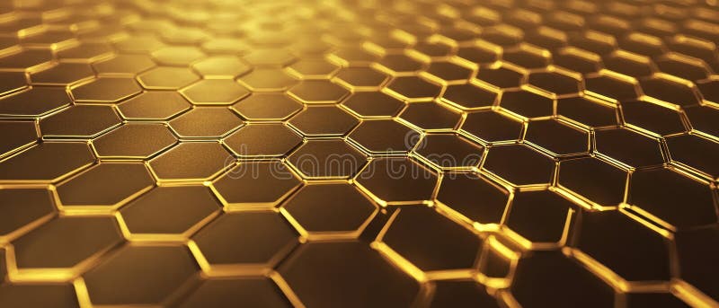 Golden Hexagon Pattern with Shiny Surface, Creating Modern Look Stock ...