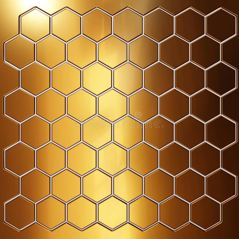 Golden Hexagon Pattern - Honeycomb Concept Stock Illustration ...