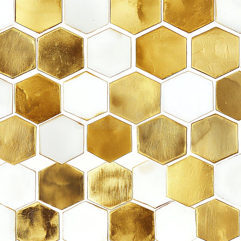 Golden Hexagon Tiles Pattern Background Stock Illustration ...