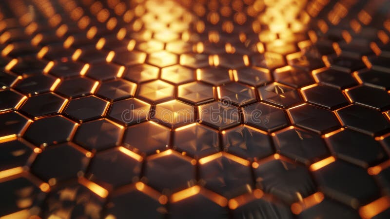Golden Hexagonal Pattern. Abstract Background with Illuminated ...