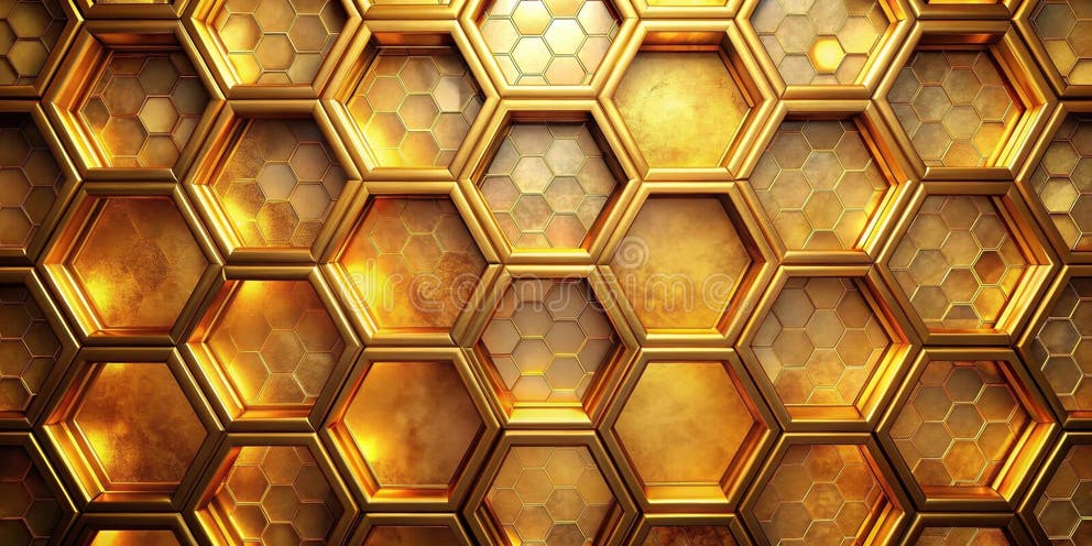 Golden Hexagonal Pattern a Luxurious Background of Interlocking ...