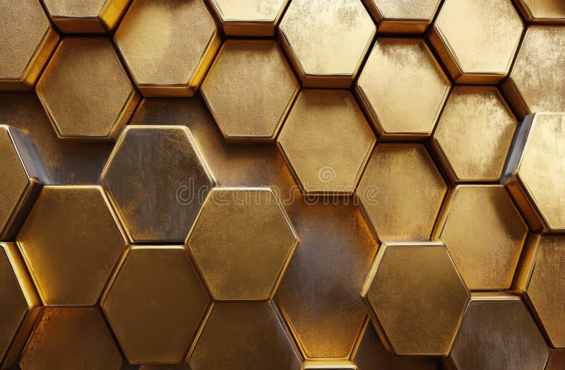 Golden Hexagonal Patterns Create a Striking Textured Surface with ...