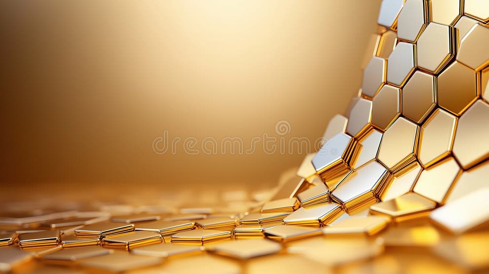 Golden Hexagonal Patterns Flow in a Luxurious Backdrop Stock ...