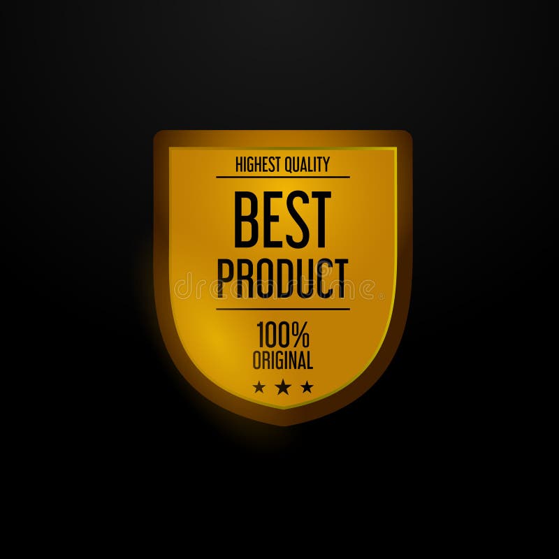 Golden Best Quality Shield Design Label Stock Illustration ...