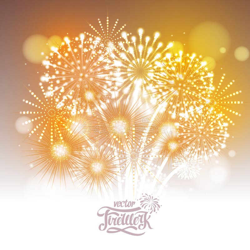 Golden holiday fireworks stock vector. Illustration of golden - 77856776
