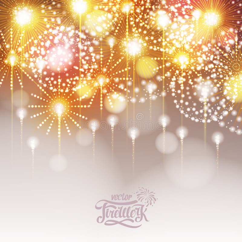 Golden holiday fireworks stock vector. Illustration of descriptive ...