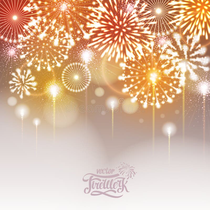 Golden holiday fireworks stock vector. Illustration of neon - 77857115