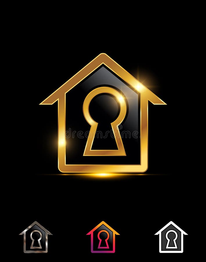 Golden Home Symbol Vector Logo Sign Stock Vector - Illustration of ...