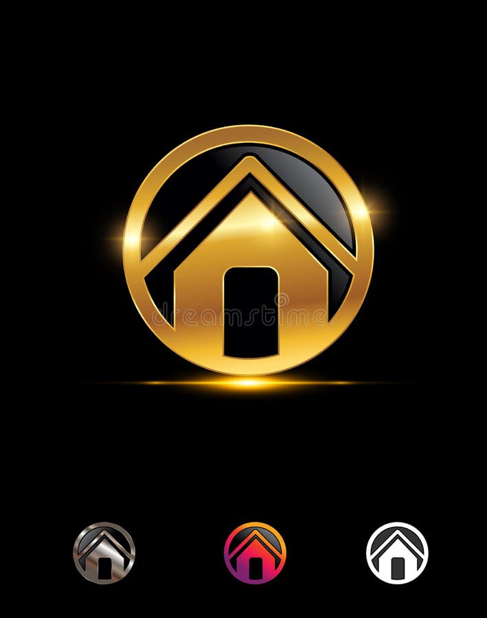 Golden Home Symbol Vector Logo Sign Stock Vector - Illustration of ...
