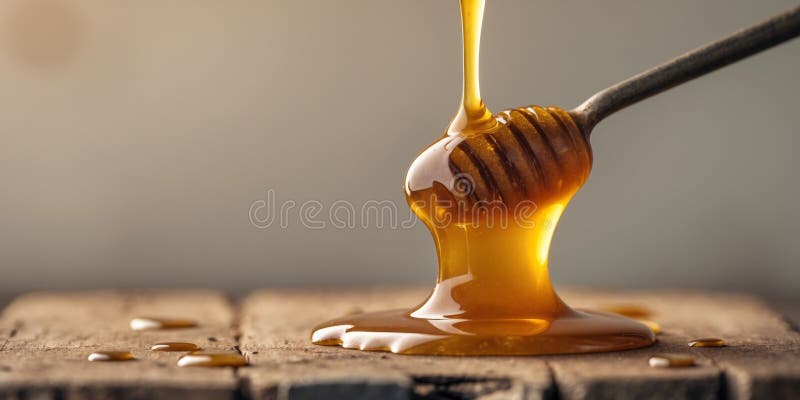 Golden Honey Dripping a Rustic Closeup in Warm Amber Tones. Stock Photo ...
