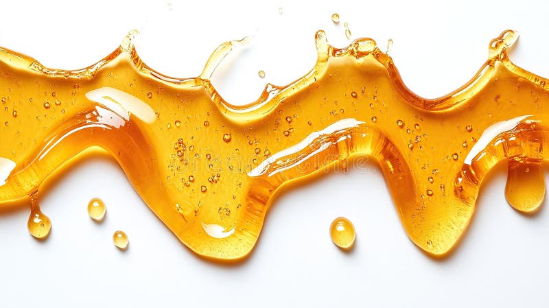 Golden Honey Flowing on White Background, Showing Texture and Viscosity ...