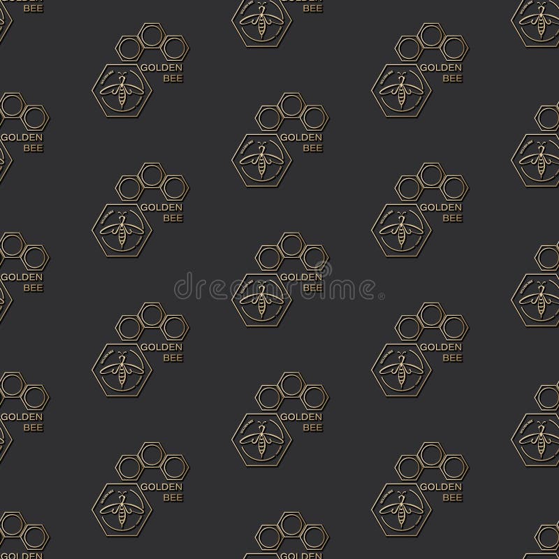 Golden Honeybee. Vector Icon, Logo. Label and Tag with Bee in Honeycomb ... Golden Honeybee. Vector Icon, Logo. Label and Tag with Bee in Honeycomb ...