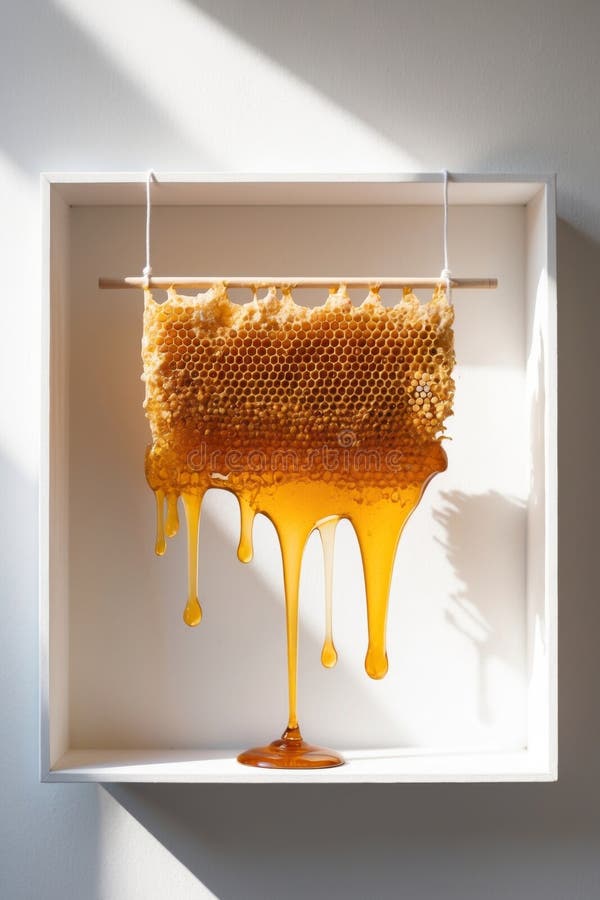 Golden Honeycomb with Dripping Honey Forming a Frame. Stock Photo ...