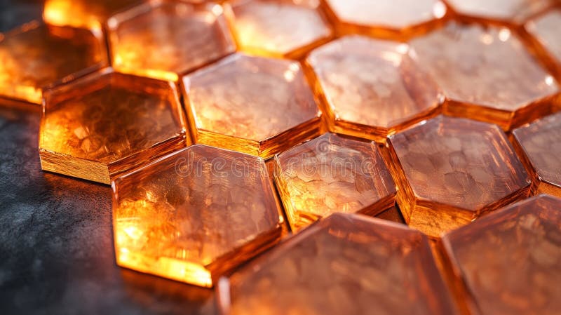 Golden Honeycomb Pattern, Abstract Geometric Background with Reflective ...