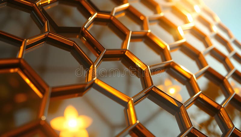Golden Honeycomb Pattern with a Warm and Inviting Glow Stock ...