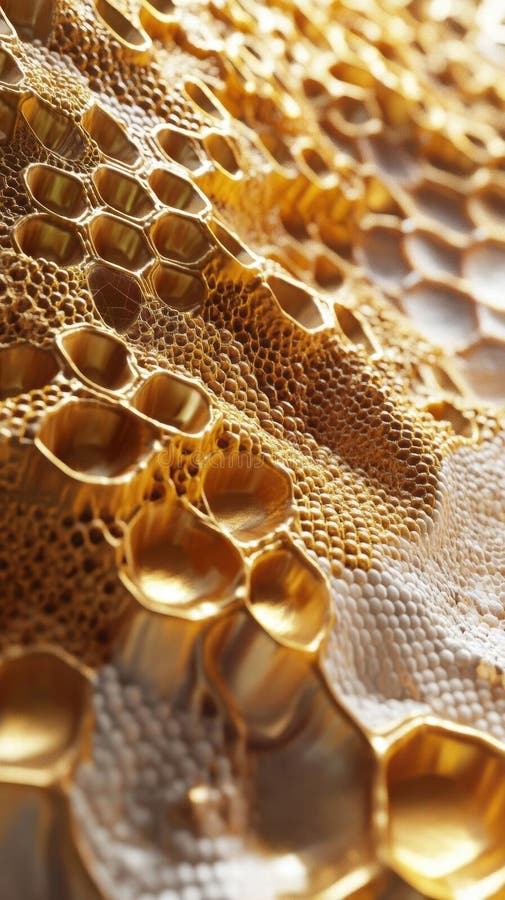 Golden Honeycomb Texture Flows Smoothly. Organic Design with Abstract ...
