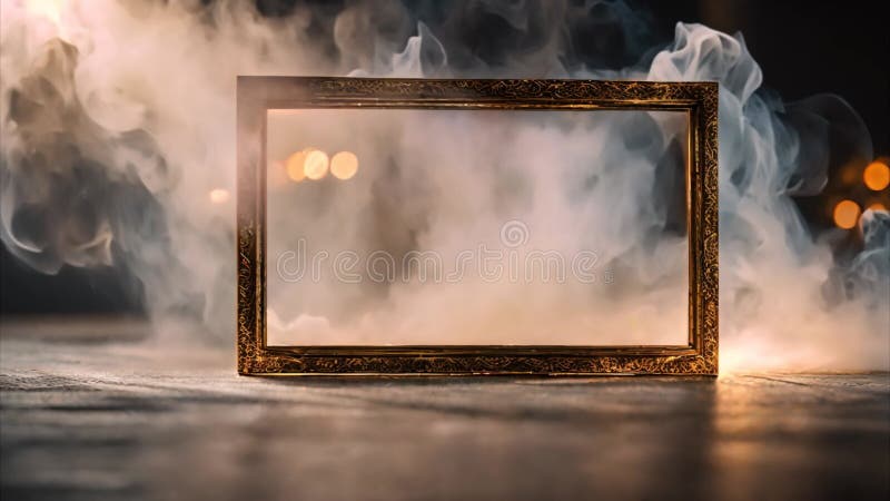 Golden Horizontal Rectangular Frame Standing on a Dark Background ...