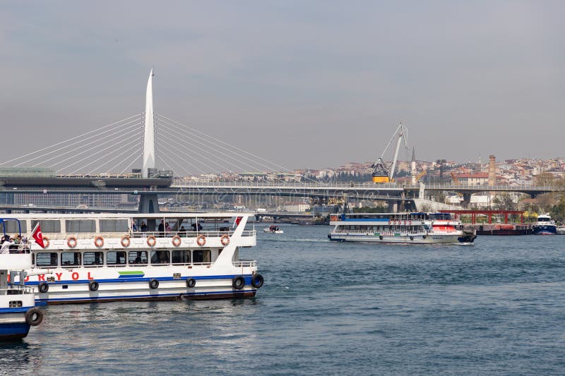 Golden Horn Bridge and Golden Horn Cruises Editorial Photo - Image of ...