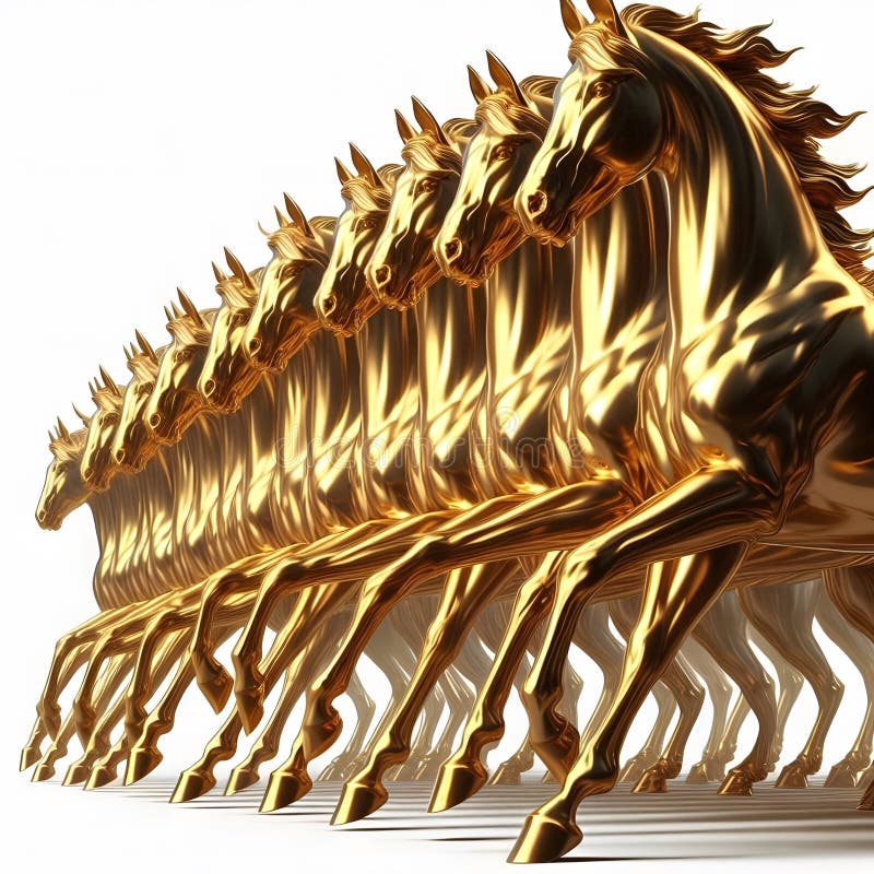 Golden Horses Ai, 10 Golden Horses Bring Good Fortune Stock ...