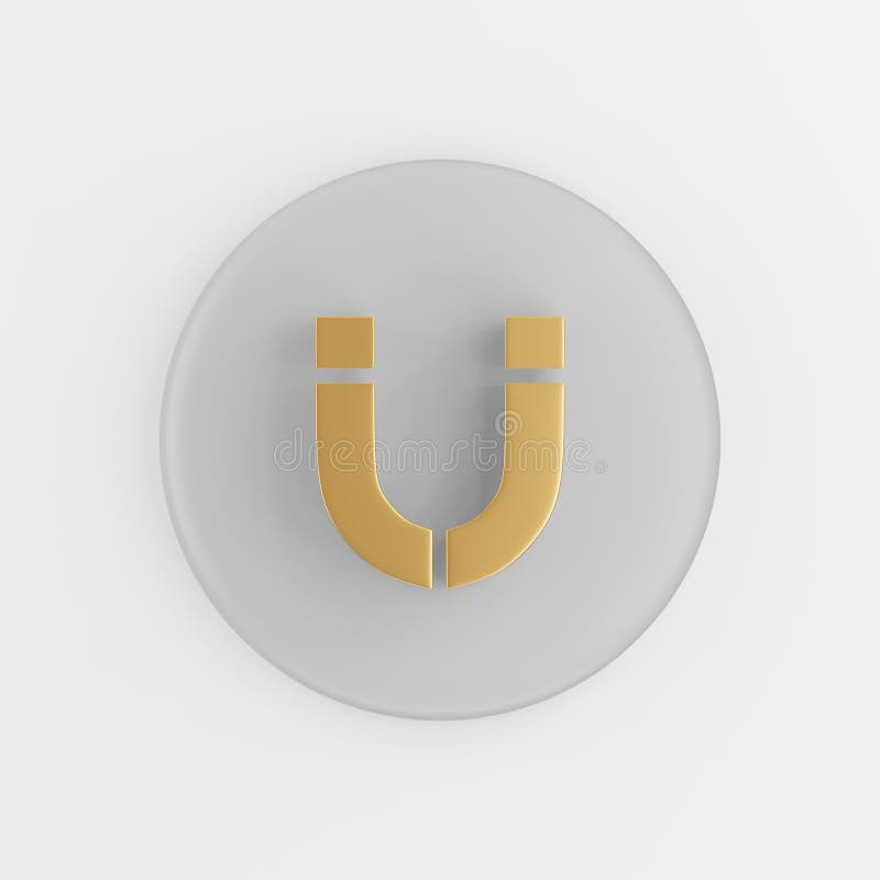 Golden Horseshoe Magnet Icon in Flat Style. 3d Rendering Gray Round ...