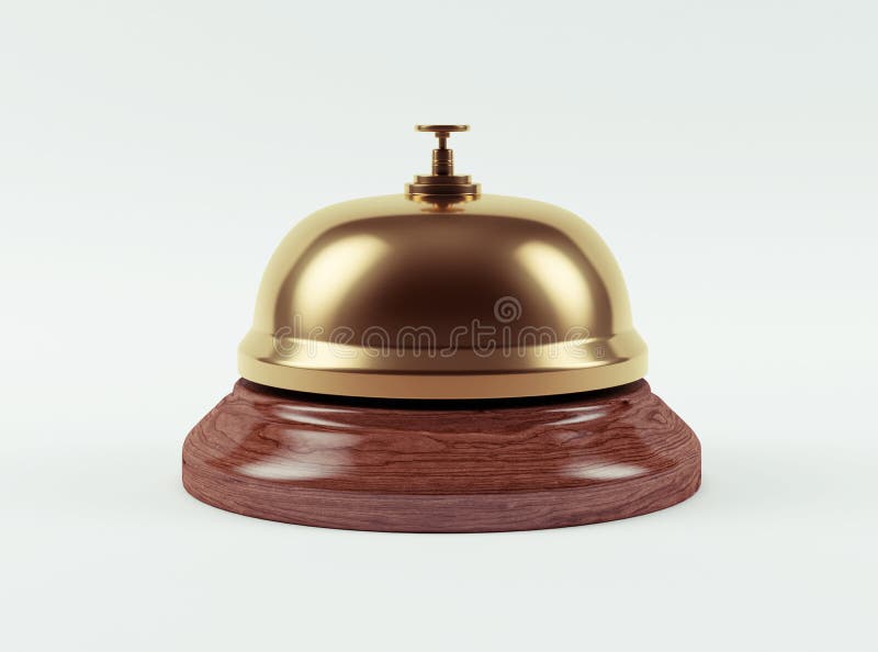 Golden Hotel Reception Bell. 3d Render. Stock Illustration ...