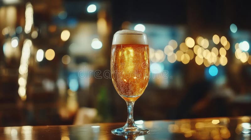 Golden Hour Beer, a Night Out in Lights Stock Illustration ...