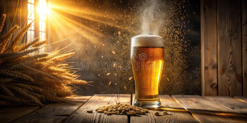 Golden Hour Beer a Pint of Refreshment with Grains. Generative AI Stock ...