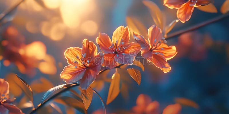 Golden Hour Blossoms a Stunning Floral CloseUp Stock Illustration ...