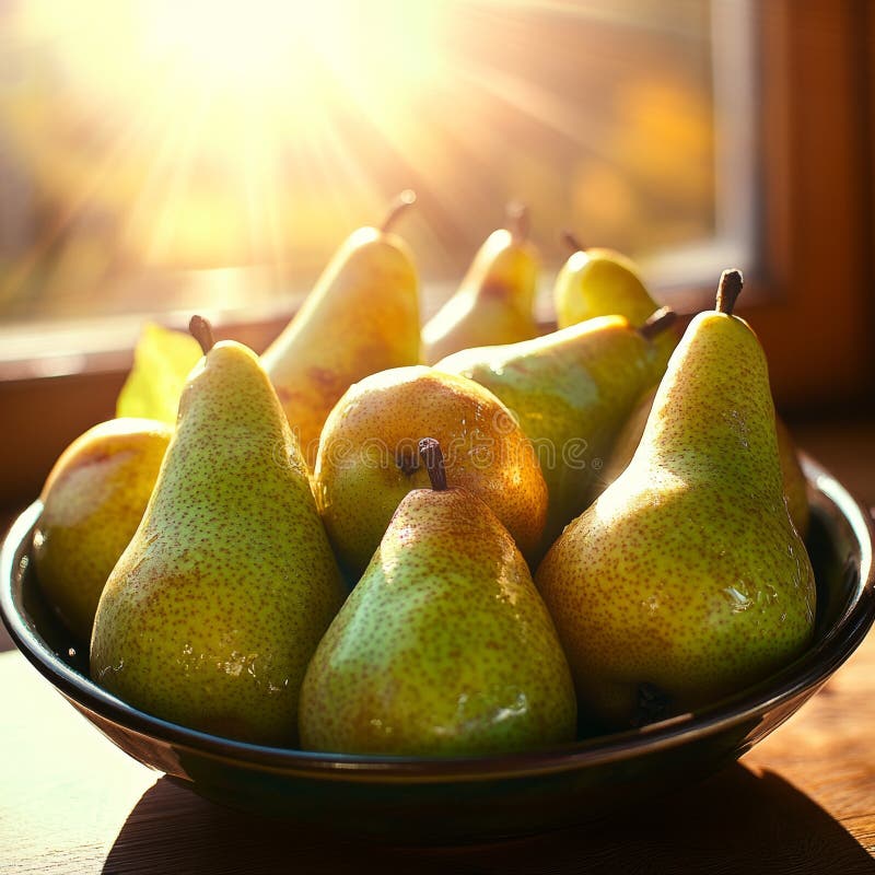 The Golden Hour is Captured in a Still Life Photograph Featuring Pears ...