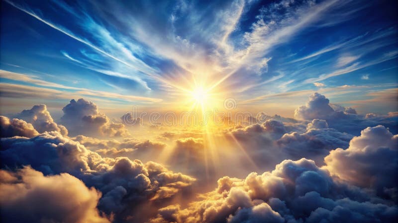 Golden Hour Celestial Panorama a Breathtaking View Above the Clouds ...