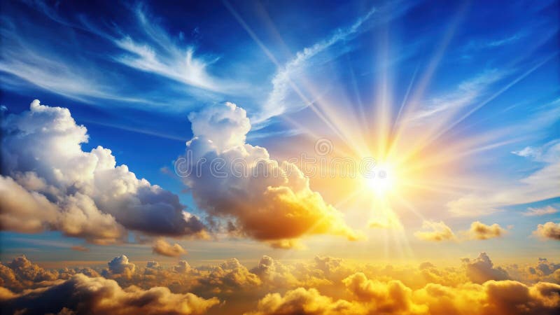 Golden Hour Celestial Panorama a Breathtaking View of Sunbeams Piercing ...