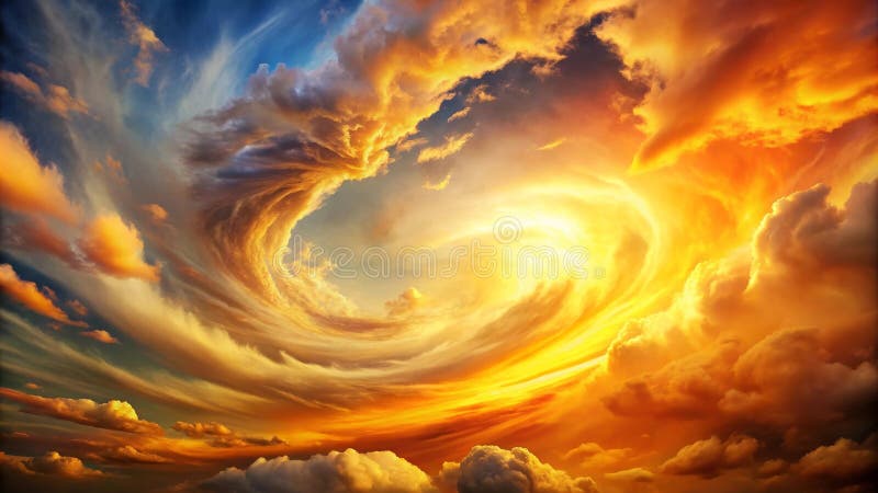 Golden Hour Celestial Vortex a Dramatic Swirling Sunset Sky. Generative ...